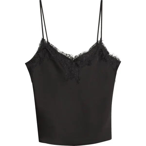 WAYF Kira Lace-trim Cami - Black