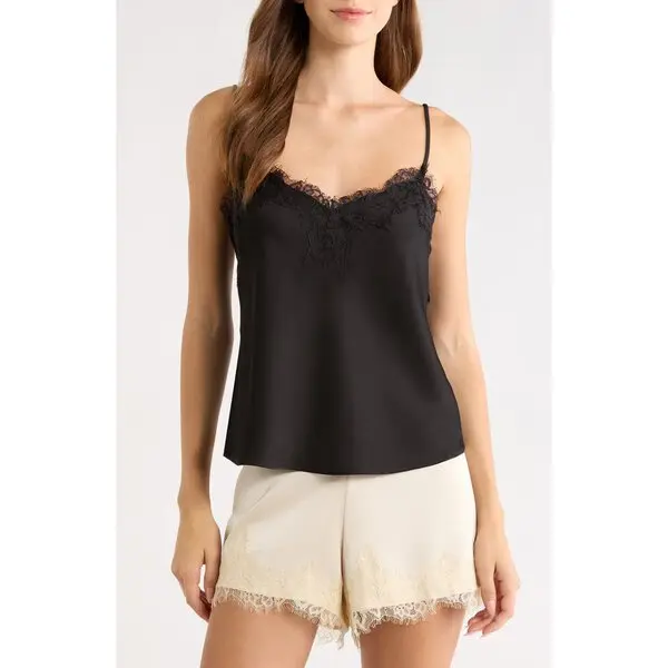 WAYF Kira Lace-trim Cami - Black