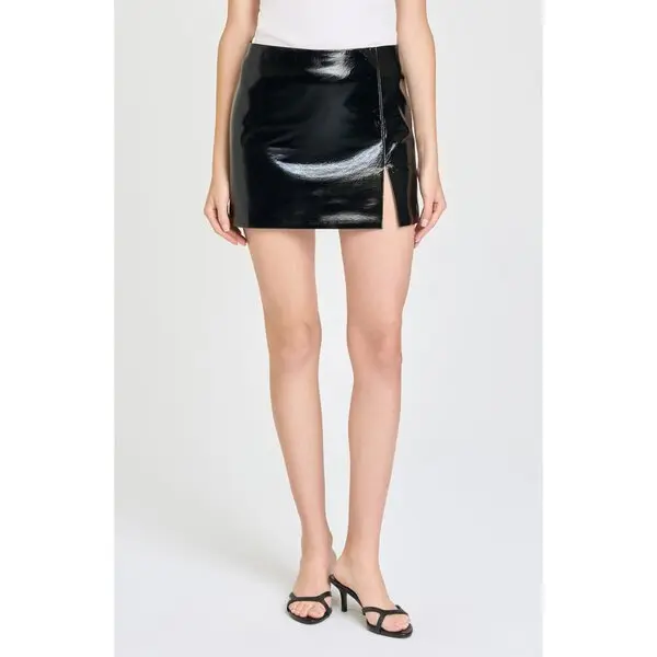 WAYF Rocky Faux Leather Miniskirt - Black