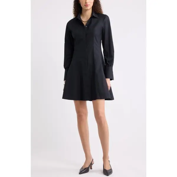 Nordstrom Seamed Mini Shirt Dress - Black