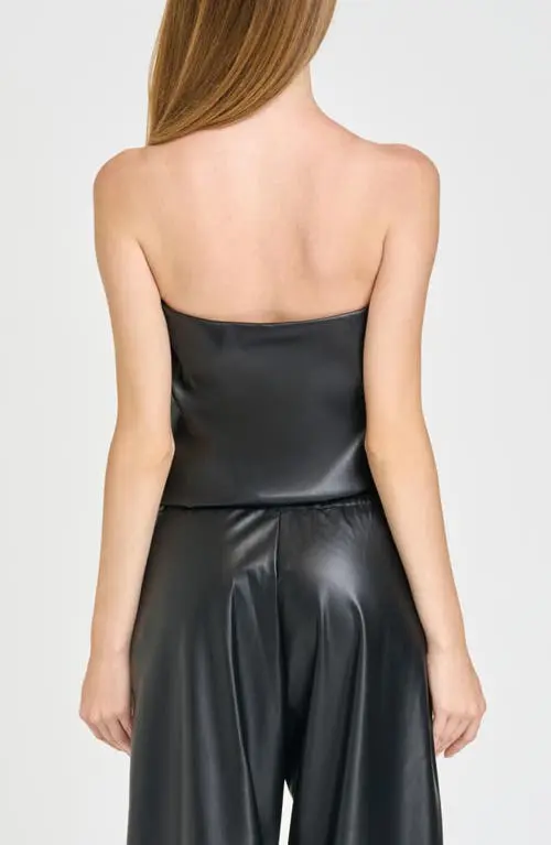 WAYF Camryn Faux Leather Strapless Top