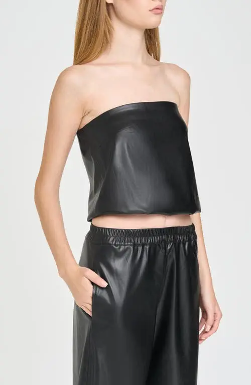 WAYF Camryn Faux Leather Strapless Top