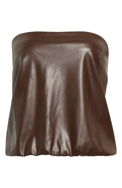 WAYF Camryn Faux Leather Strapless Top - Chocolate