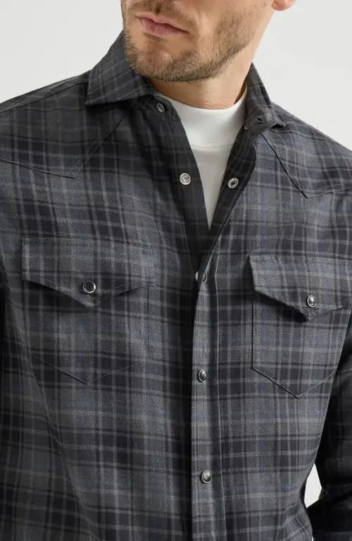 Brunello Cucinelli Cotton Madras Western Shirt