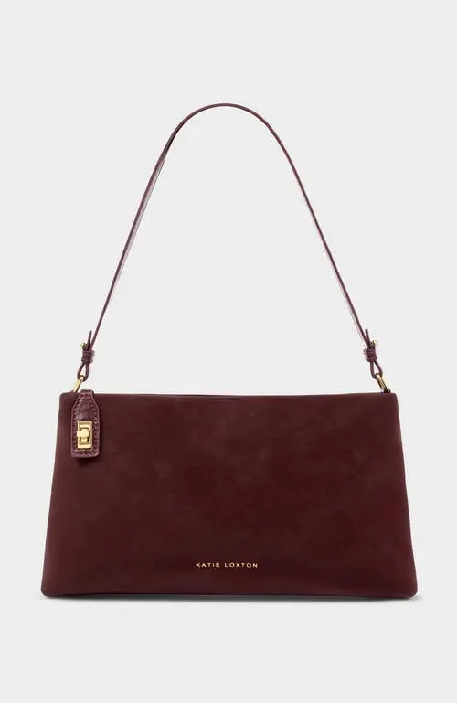KATIE LOXTON Orin Twist Lock Small Shoulder Bag - Cherry Suedette