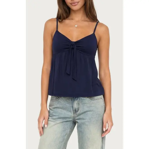 EDIKTED Michey Tie Front Babydoll Camisole - Navy