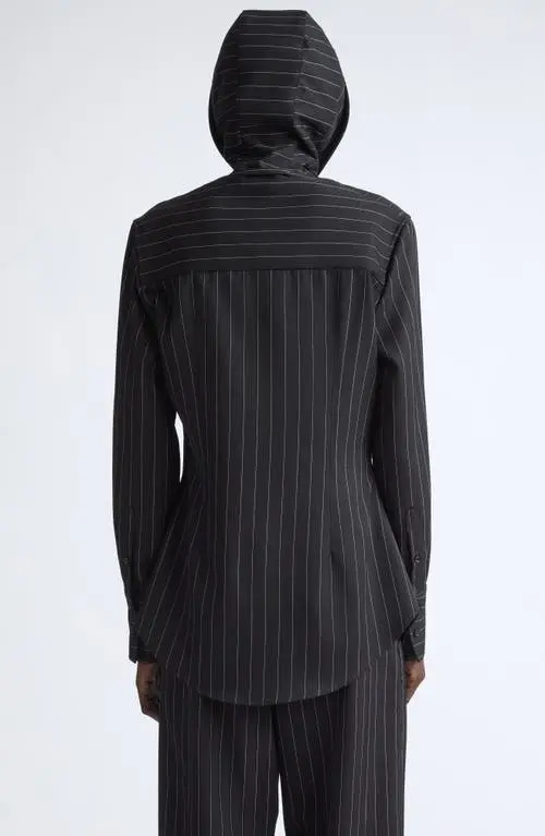 JEAN PAUL GAULTIER Pinstripe Wool Button-up Hoodie Shirt