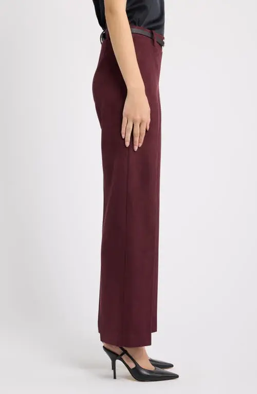 Anne Klein Pull On Wide Leg Faux Suede Pants - Barolo