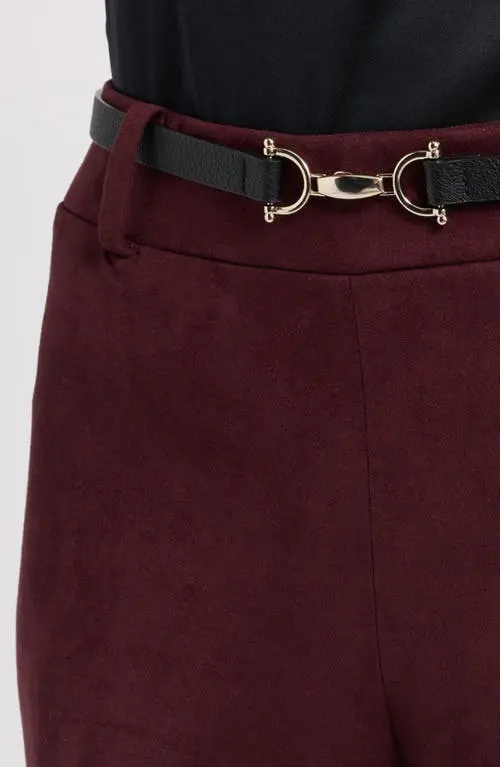 Anne Klein Pull On Wide Leg Faux Suede Pants - Barolo
