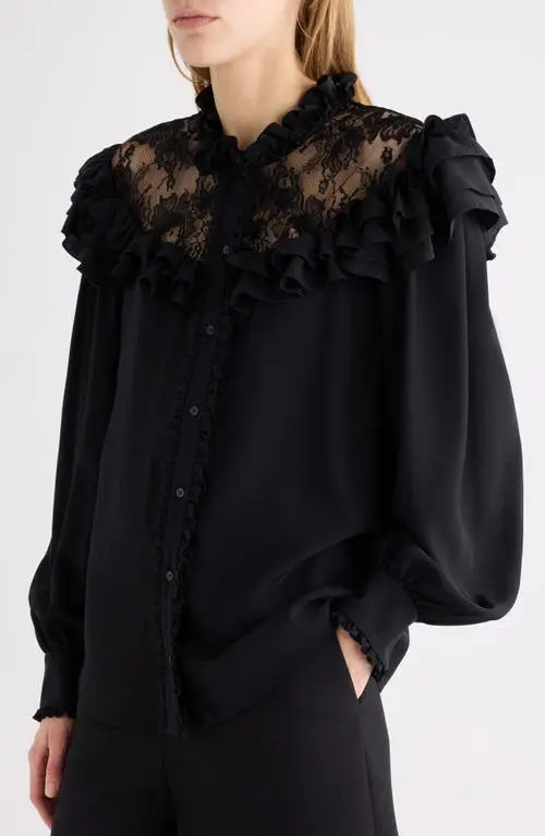 Chloé Silk Crepe De Chine Shirt With Lace Details