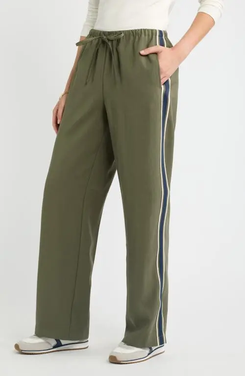 Caslon Pull-on Straight Leg Twill Pants - Olive Sarma