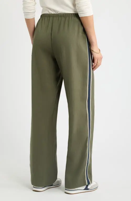 Caslon Pull-on Straight Leg Twill Pants - Olive Sarma