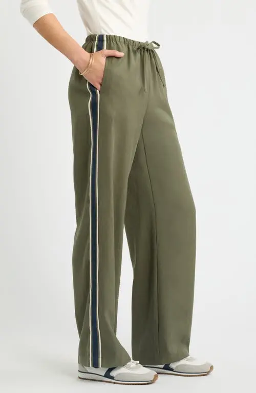Caslon Pull-on Straight Leg Twill Pants - Olive Sarma