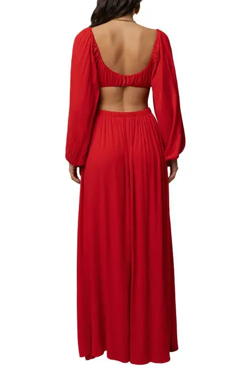 JLUXLABEL Off-the-shoulder Puff Sleeve Cropped Top And Maxi Skirt Set