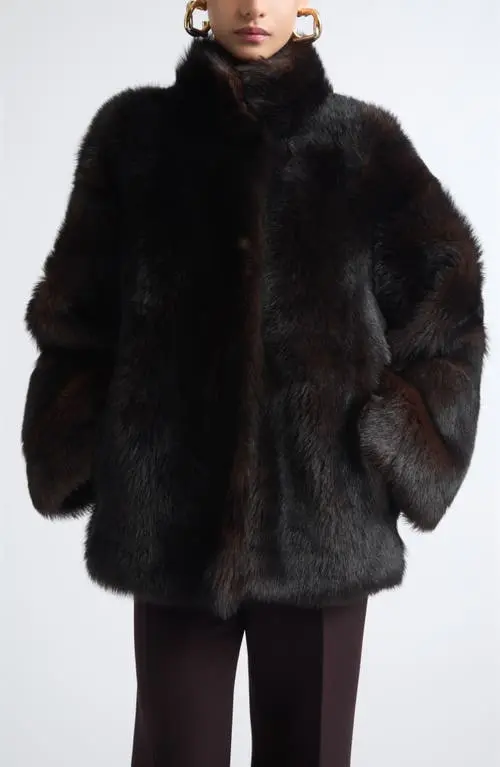 Nour Hammour Carolyn Genuine Shearling Coat - Brown Sable