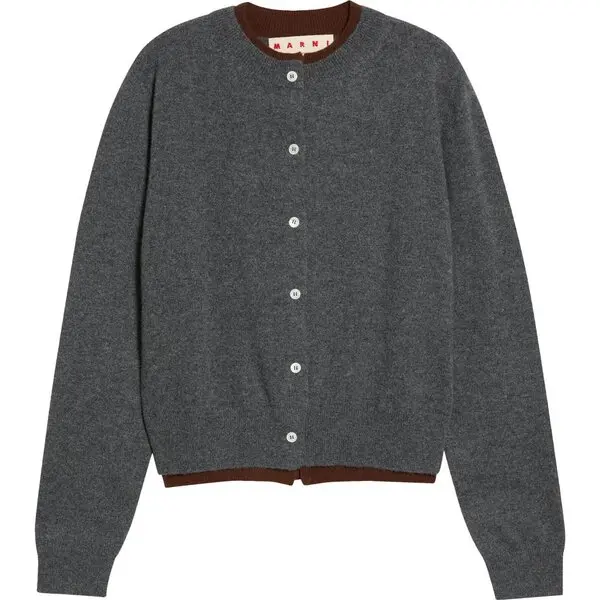 Marni Layered Trim Cashmere Cardigan - Graphite