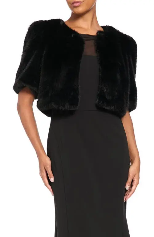 Maggy London Faux Fur Crop Jacket - Black