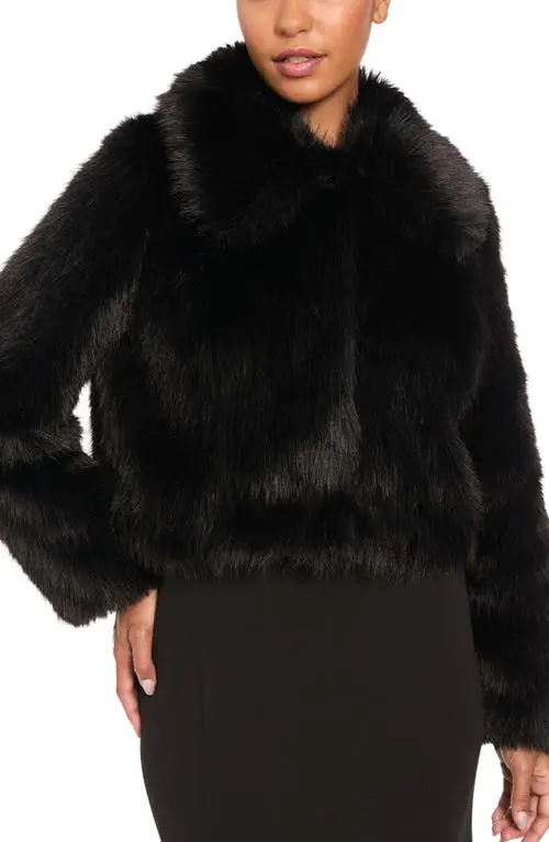 Maggy London Faux Fur Cropped Jacket - Black