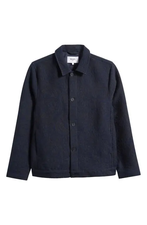 WAX LONDON Iggy Jacquard Shirt Jacket - Navy/black