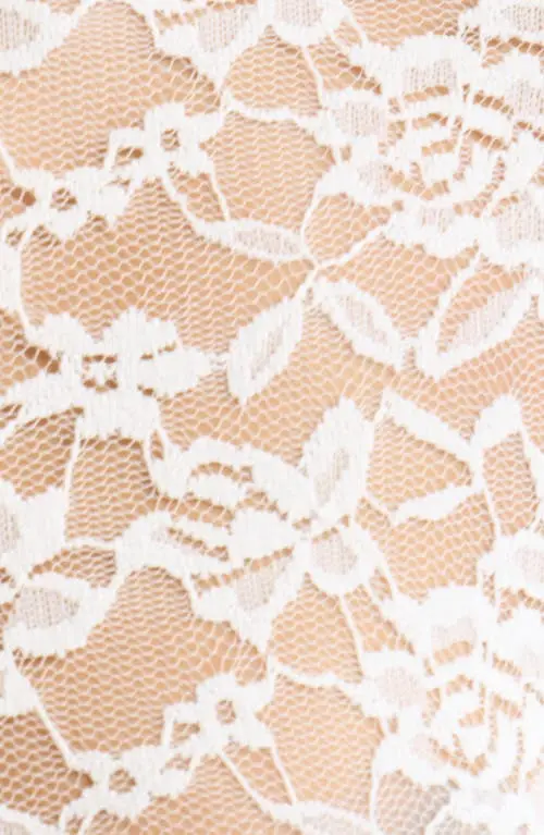 STEMS Mock Neck Sheer Lace Bodysuit - White