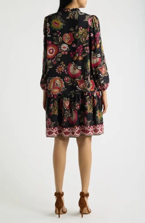 Julia Jordan Floral Print Split Neck Dress