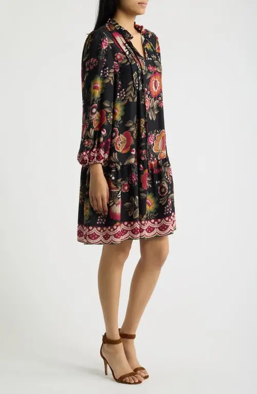 Julia Jordan Floral Print Split Neck Dress