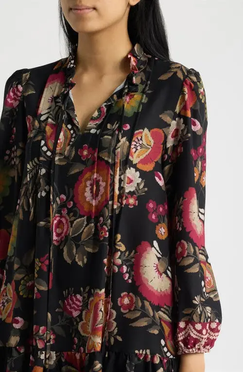 Julia Jordan Floral Print Split Neck Dress