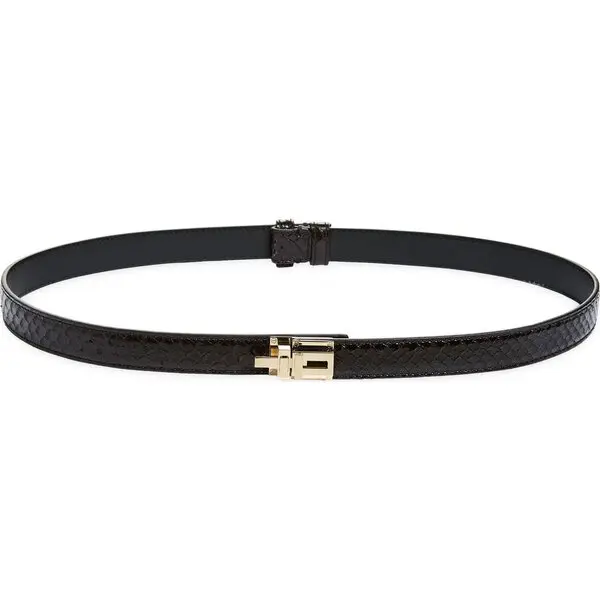 TOM FORD Snakeskin Embossed Sheepskin Leather Belt - Espresso