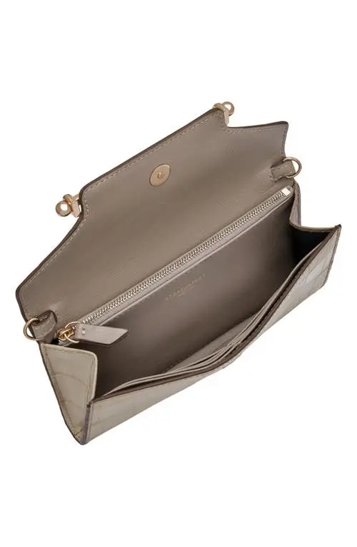 Strathberry Multrees Croc Embossed Chain Wallet - Light Taupe