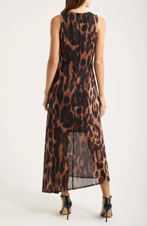 Julia Jordan Animal Print Mesh Midi Dress