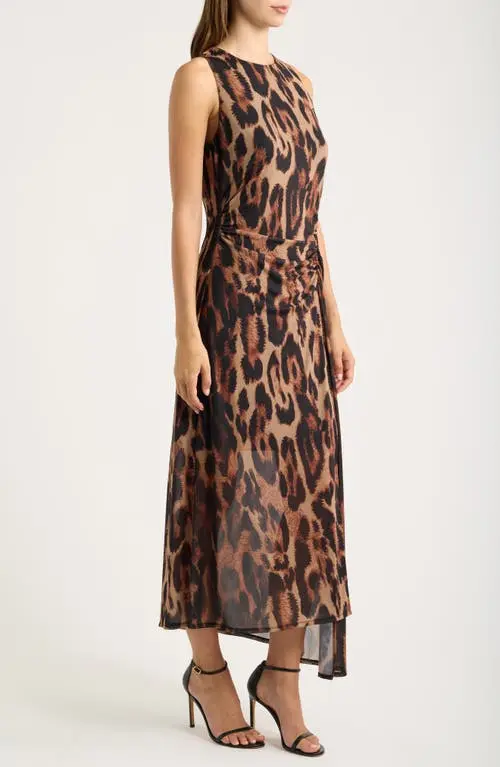 Julia Jordan Animal Print Mesh Midi Dress