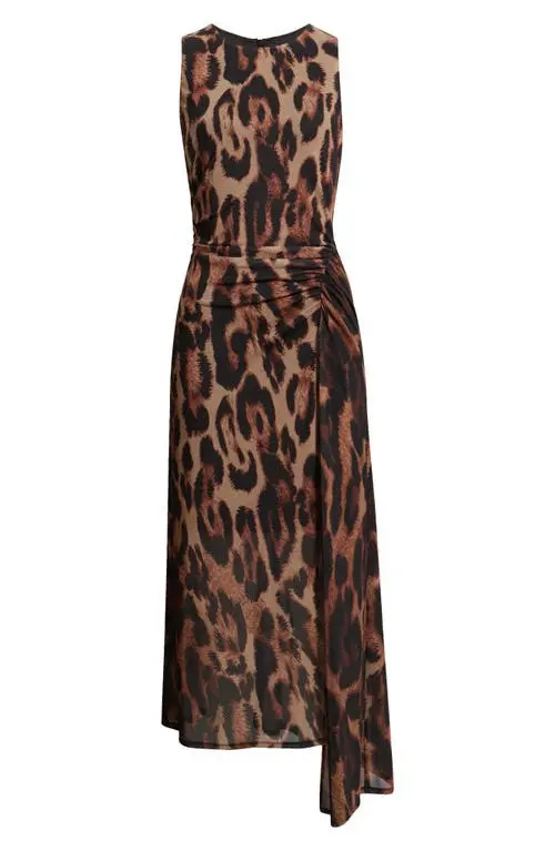 Julia Jordan Animal Print Mesh Midi Dress