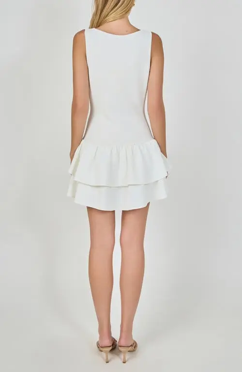 Endless Rose Mixed Media Tiered Ruffle Minidress