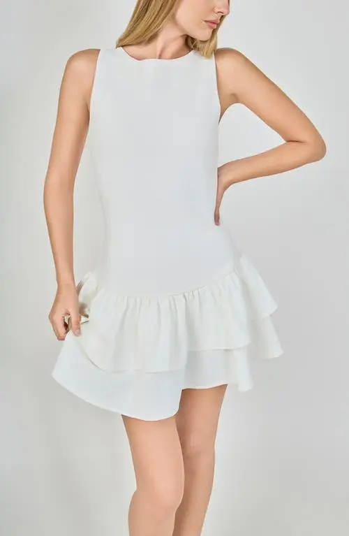 Endless Rose Mixed Media Tiered Ruffle Minidress