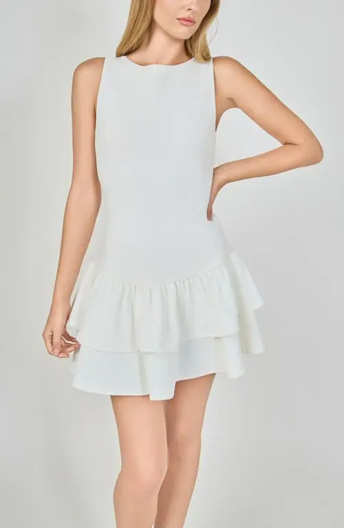 Endless Rose Mixed Media Tiered Ruffle Minidress