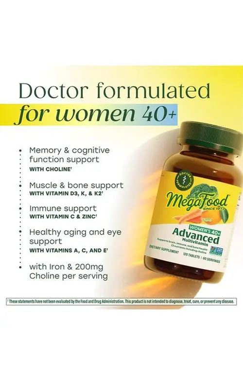 MEGAFOOD Advanced Multivitamin For 40+, Doctor Formulated, Vegetarian