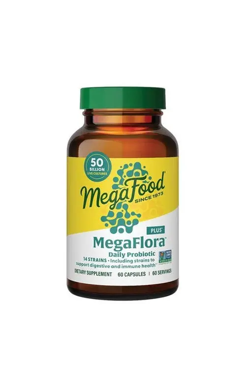 MEGAFOOD Megaflora Daily Probiotic Plus, 50 Billion Cfu, Vegetarian