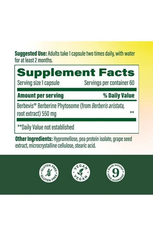 MEGAFOOD Berberine Phytosome, 550 Mg Per Serving, Vegan