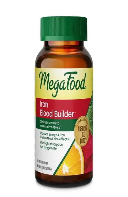 MEGAFOOD Blood Builder Iron Supplement For & With B12, Folic Acid & Vitamin C, Vegan - None