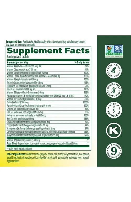 MEGAFOOD Advanced Multivitamin Doctor Formulated, Vegetarian