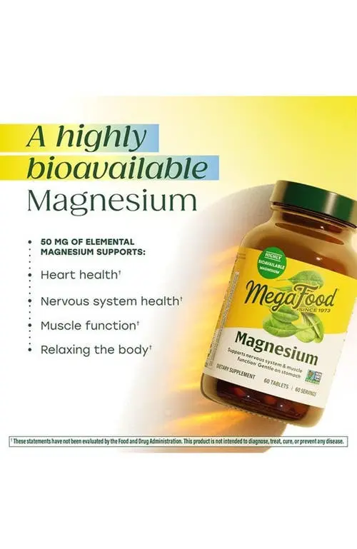 MEGAFOOD Magnesium Supplement, Chelated, Vegan, Gluten Free, Non-gmo