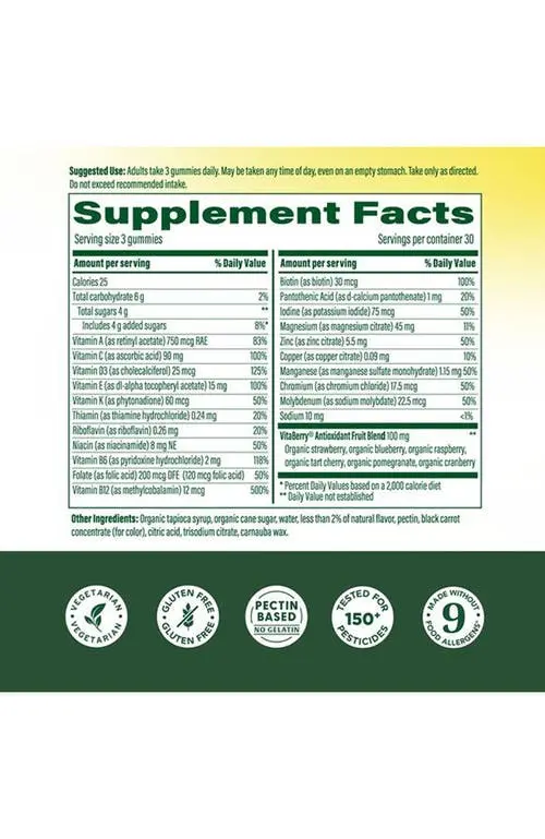 MEGAFOOD Whole Body Multivitamin Gummies For With Methylated B12