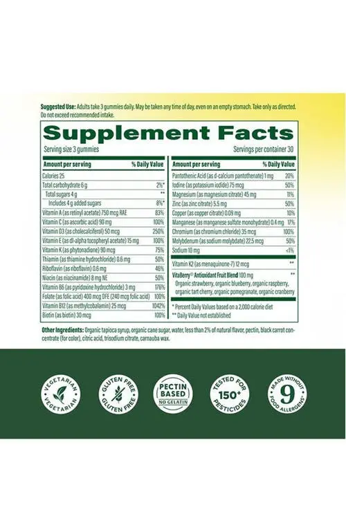 MEGAFOOD Whole Body Multi Gummies For 55+ For Muscle & Bone Health, Vegetarian