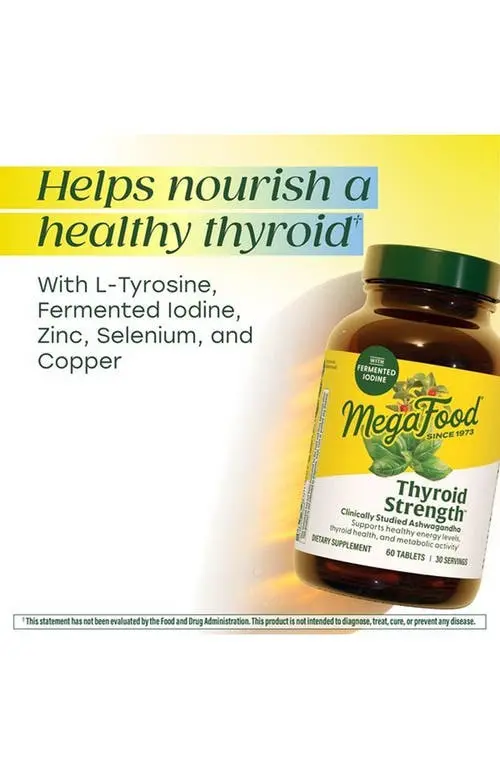 MEGAFOOD Thyroid Strength With Ashwagandha, Zinc, Selenium, Copper, Iodine & L-tyrosine