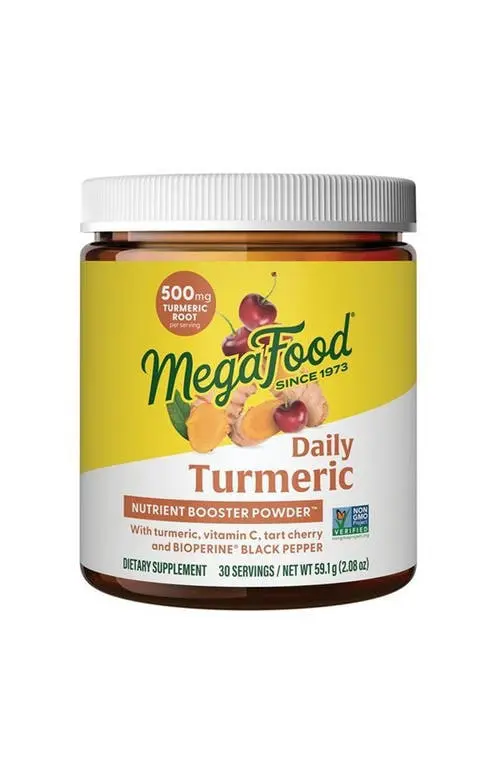 MEGAFOOD Daily Turmeric Nutrient Booster Powder With Black Pepper Extract, Vitamin C, Tart Cherry, Vegan - None