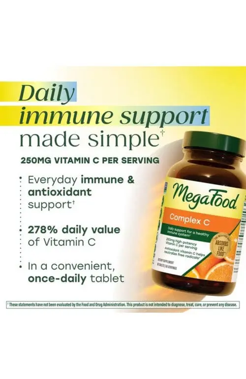 MEGAFOOD Complex C, Vegan Vitamin C Immune Support Supplement, Gluten Free