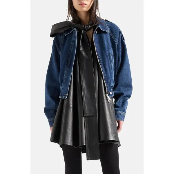 7 For All Mankind Aviator Cropped Denim Jacket - Radar