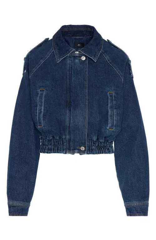 7 For All Mankind Aviator Cropped Denim Jacket