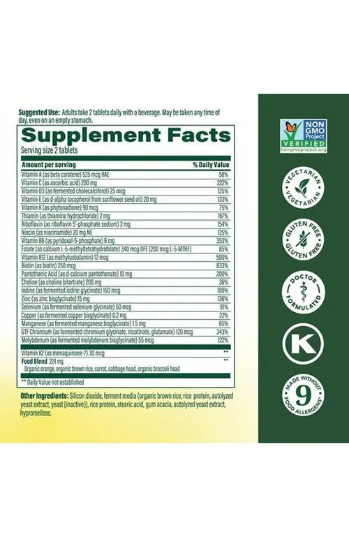 MEGAFOOD Advanced Multivitamin For 40+, Doctor Formulated, Vegetarian