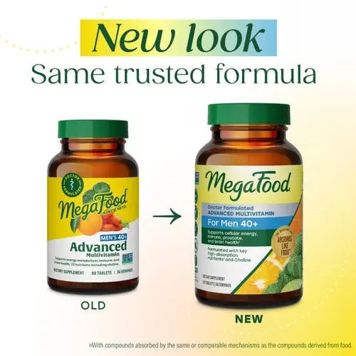 MEGAFOOD Advanced Multivitamin For 40+, Doctor Formulated, Vegetarian
